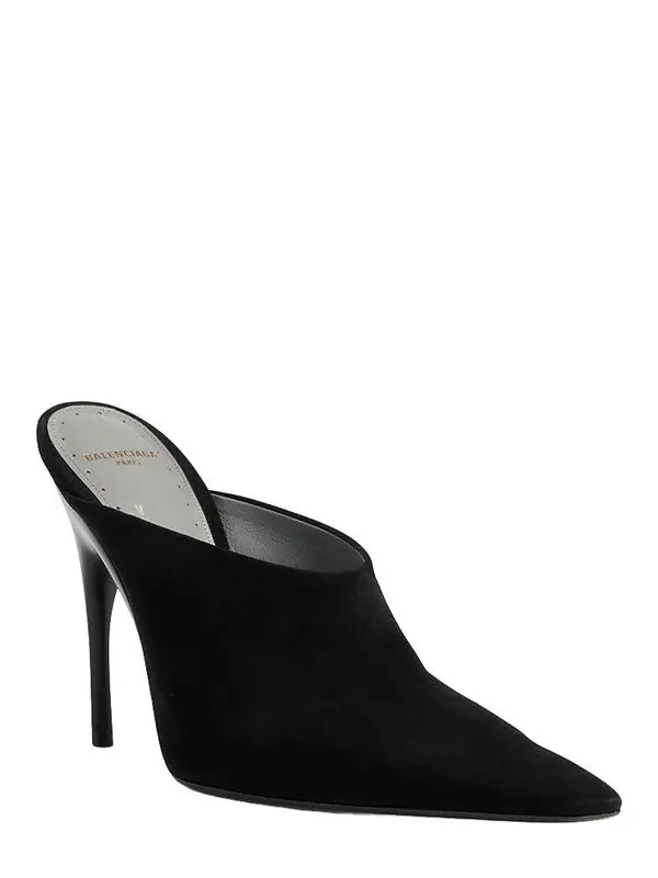 Balenciaga Duchesse Suede Mule Pumps - Noir Multi