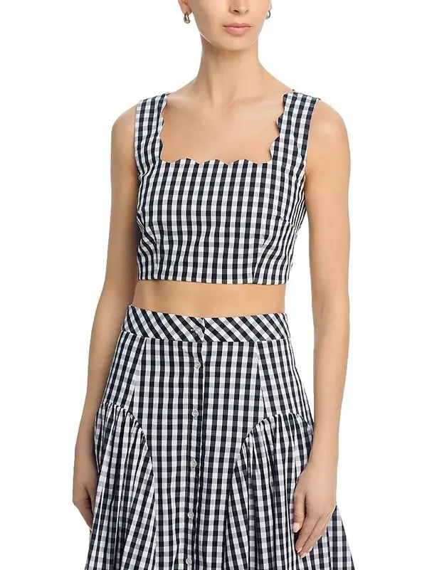 MILLY Mia Gingham Top - Black/white