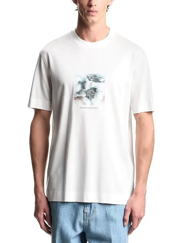 Emporio Armani Print Motif Logo T-shirt - Off White