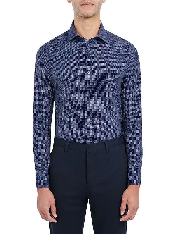 WRK Slim Fit Dot Performance Dress Shirt - Navy