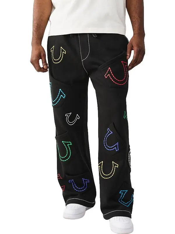 True Religion Big T Baggy Logo Graphic Sweatpants - Jet Black