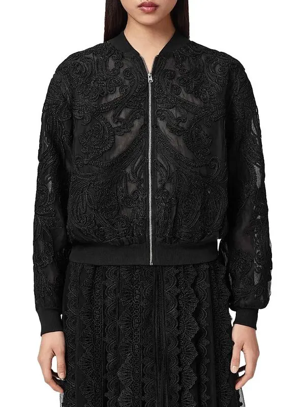 ALLSAINTS Jade Embellished Bomber Jacket - Black
