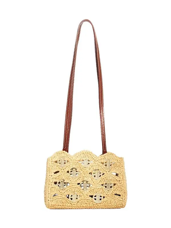 Rabanne Raffia Embellished Shoulder Bag - Natural/light Gold