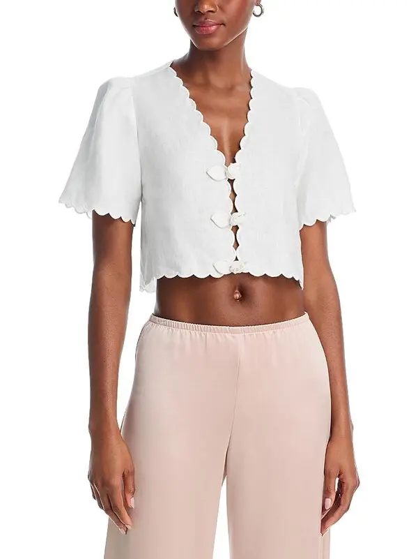 Farm Rio Roses Cropped Blouse - Off-white