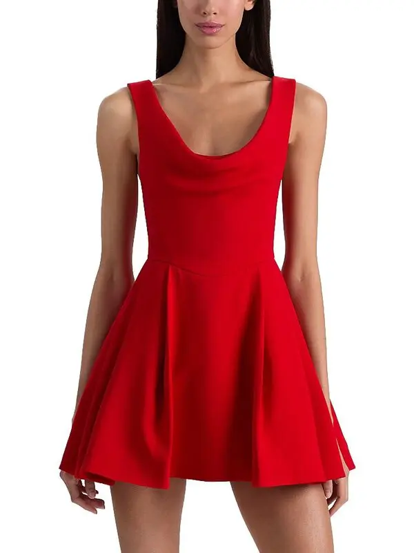 Alice + Olivia Estrella Drape Flare Dress - Chilli Pepper