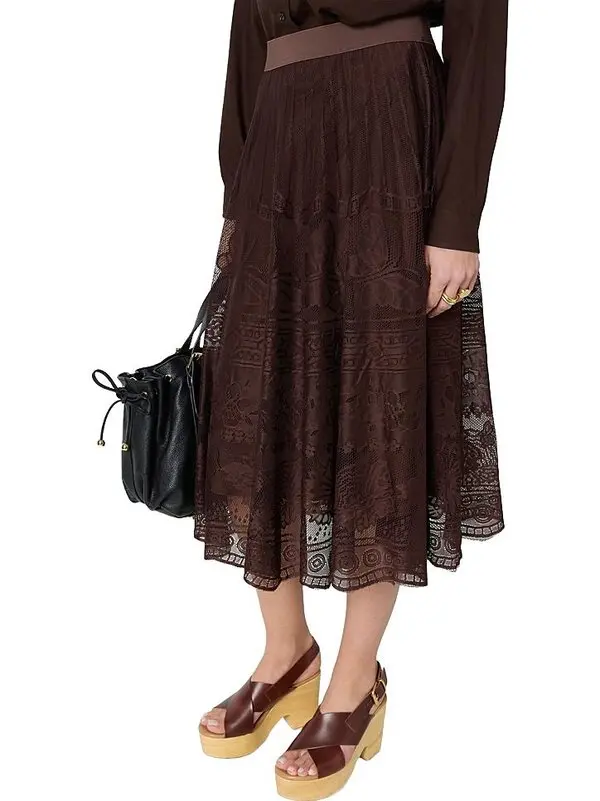 Gerard Darel Jany Lace Midi Skirt - Brown