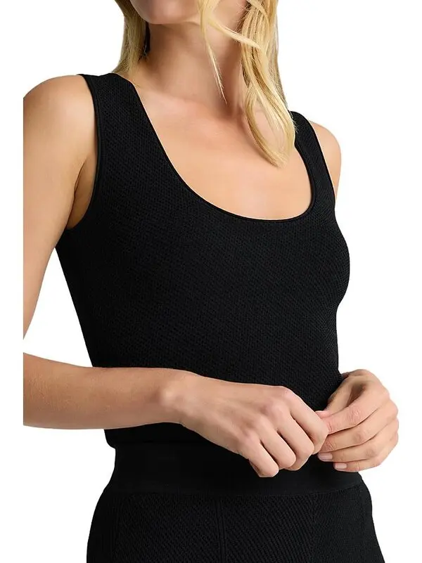 St. John Amy Fit Venezia Knit Tank Top - Black