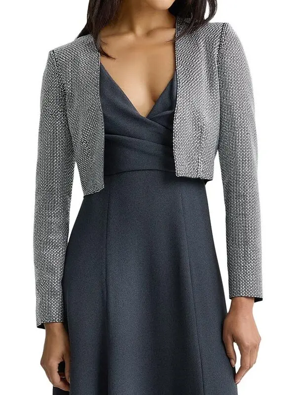 St. John Open Front Jacket - Grey Melange/silver