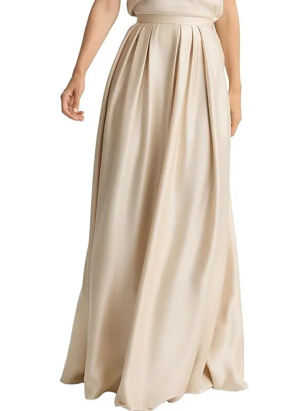 St. John Liquid Satin Ball Gown Skirt - Latte
