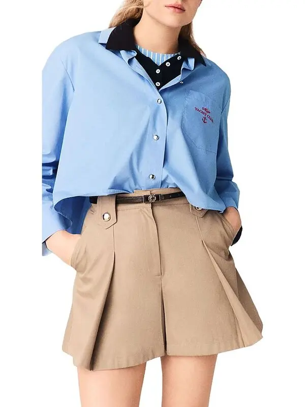 Maje Pleated Shorts - Mastic Beige