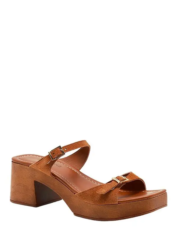 Free People Beck Clog Sandals - Cognac Suede