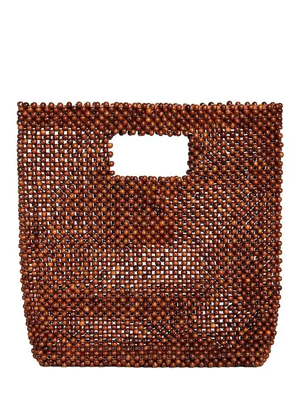 Aqua Wooden Bead Envelope Bag - Brown