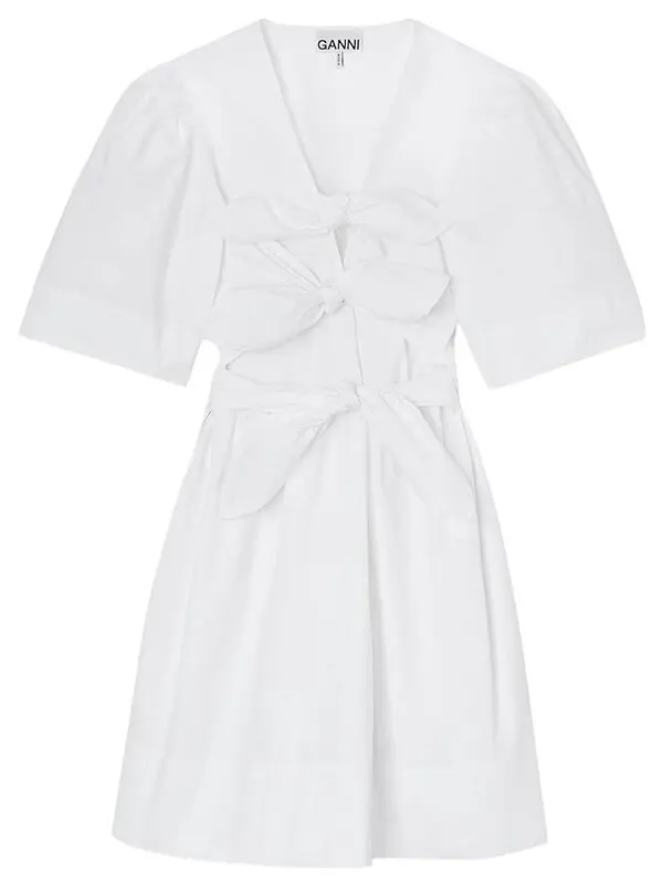 GANNI Stretch Cotton Mini Dress - Bright White