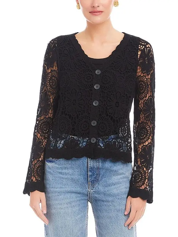 Fifteen Twenty Nelly Crochet Soft Jacket - Black