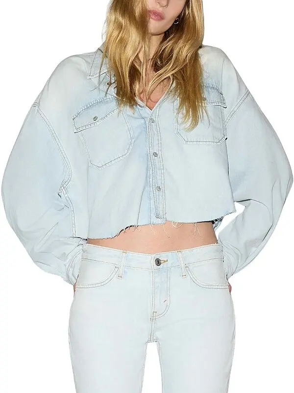 RE/DONE Camper Crop Jean Shirt - Bleach Distress