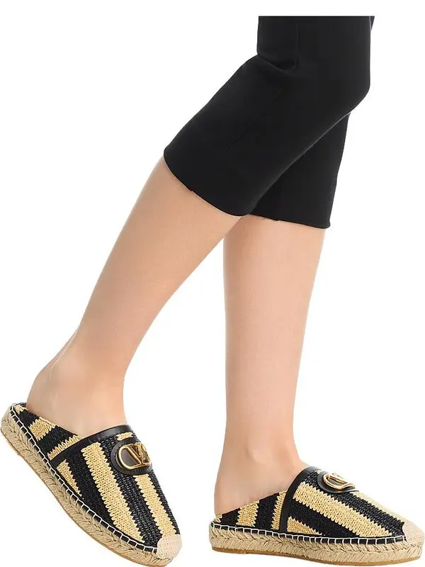 Valentino Garavani Vlogo Espadrille Mule Flats - Natural/black