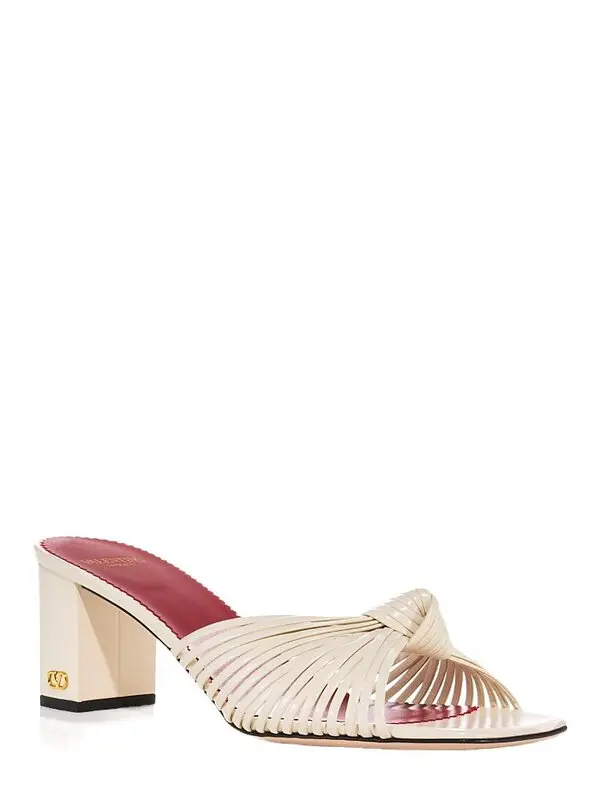 Valentino Garavani Knot Detailing Leather Slide Sandals - Ivory