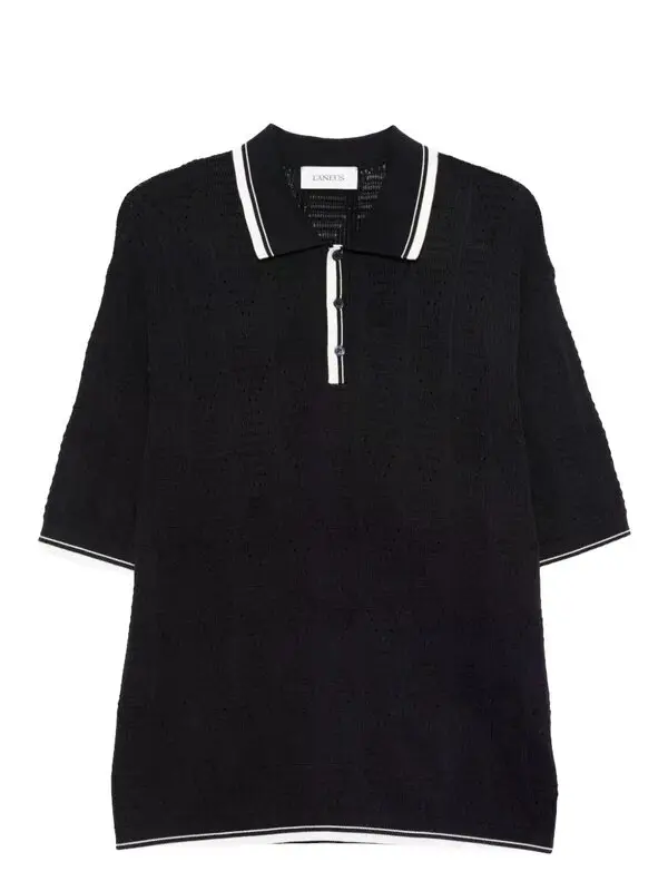 LANEUS Contrasting-trim Polo Shirt - Blue