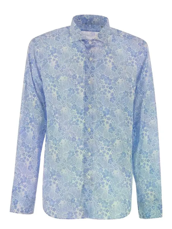 Fedeli Floral-print Shirt - Blue