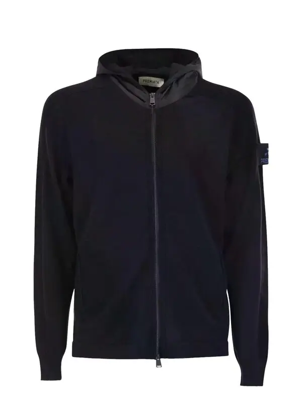 Premiata Logo-patch Hooded Cardigan - Blue