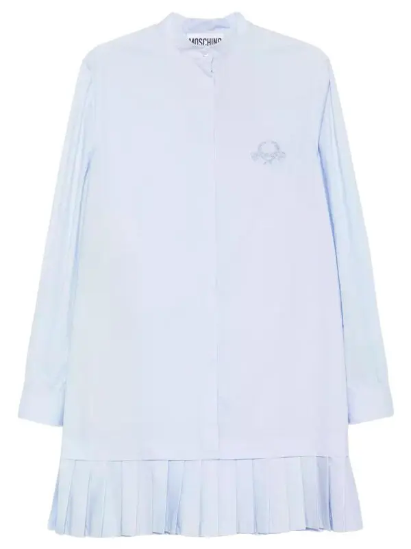 Moschino Logo-embroidery Pleated-hem Mini Dress - Blue