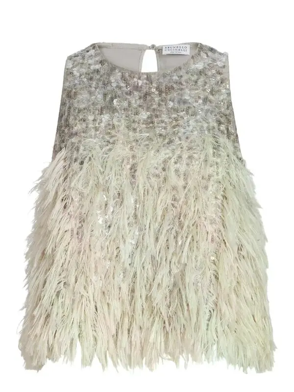 Brunello Cucinelli Embellished Sleeveless Top - Grey