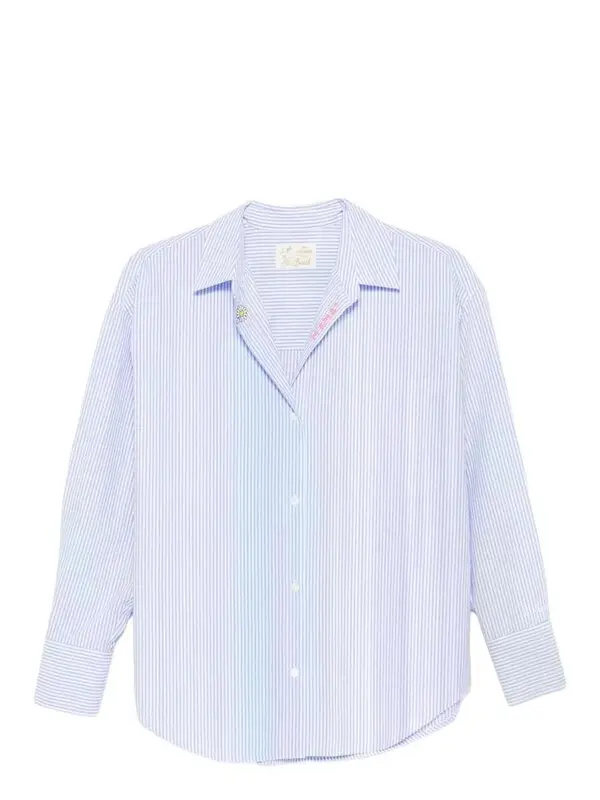 MC2 SAINT BARTH Striped Embroidered Shirt - Blue