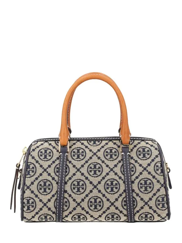 Tory Burch Mini "barrel" Bag With Monogram - Blue