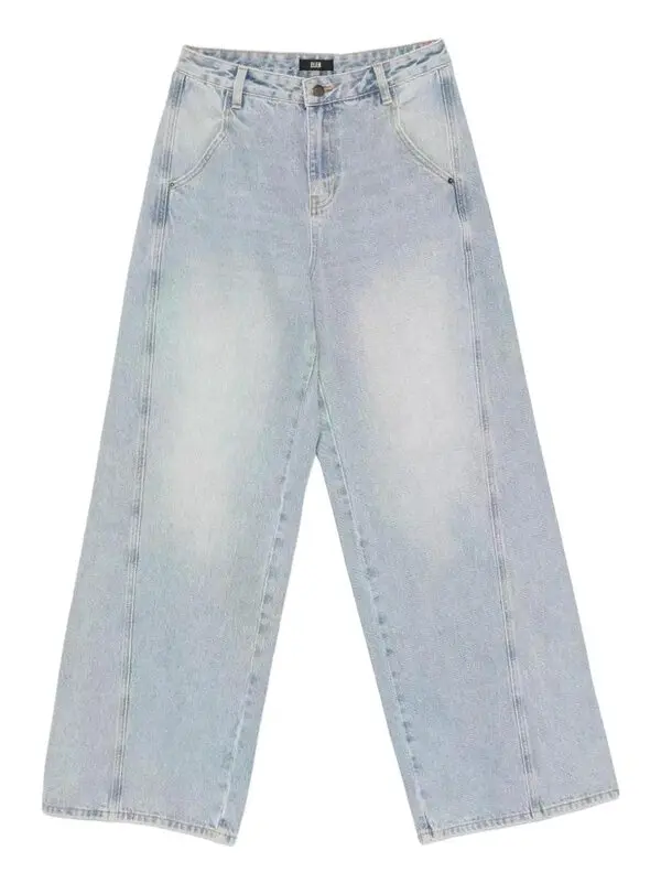 ELEH Button-fastening Wide-leg Jeans - Blue