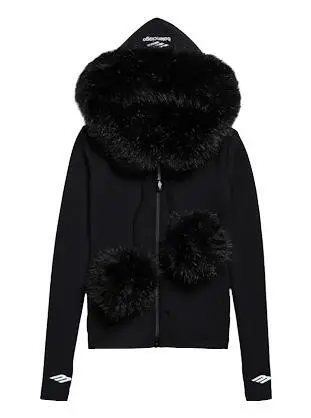 Balenciaga Fluffy Zip-up Hoodie - Washed Black