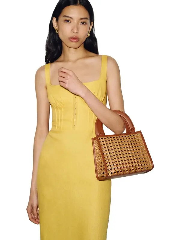 REFORMATION Emma Mini Rattan Bag - Natural
