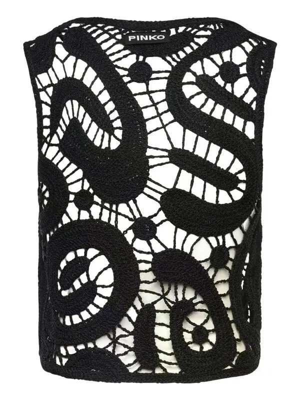 Pinko Sleeveless Crochet Top - Black