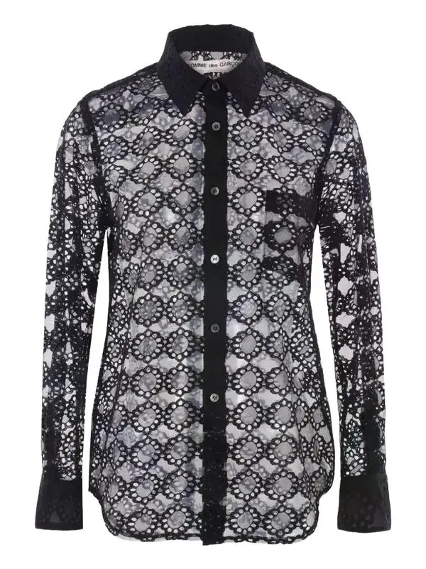 Comme Des Garçons Lace Button-up Shirt - Black
