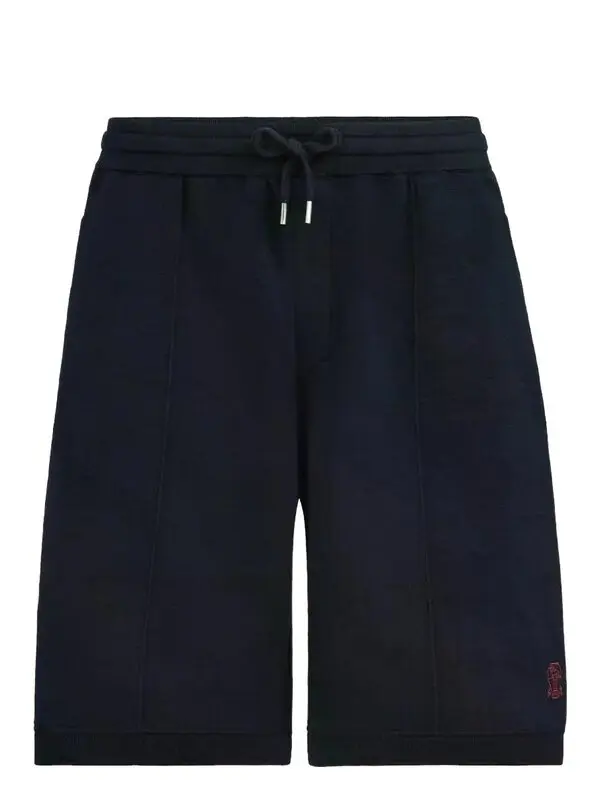 Brunello Cucinelli Cotton And Silk French-terry Double-knit Bermuda Shorts With Logo - Blue
