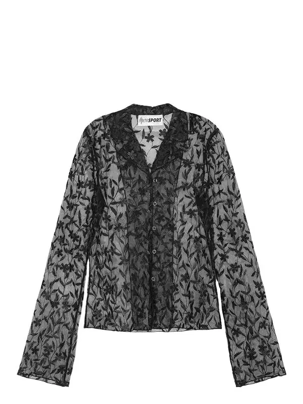 OPÉRASPORT Flora Lace V-neck Shirt - Black