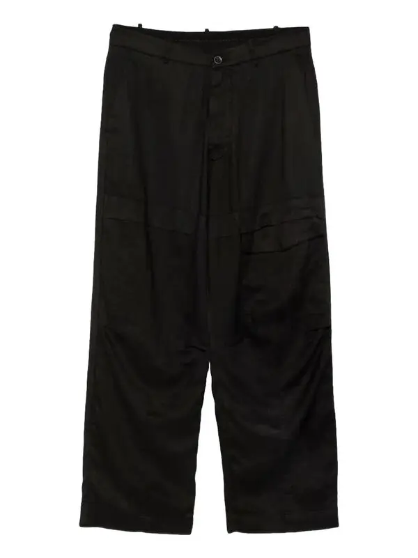 Masnada Buttoned Cargo Trousers - Black