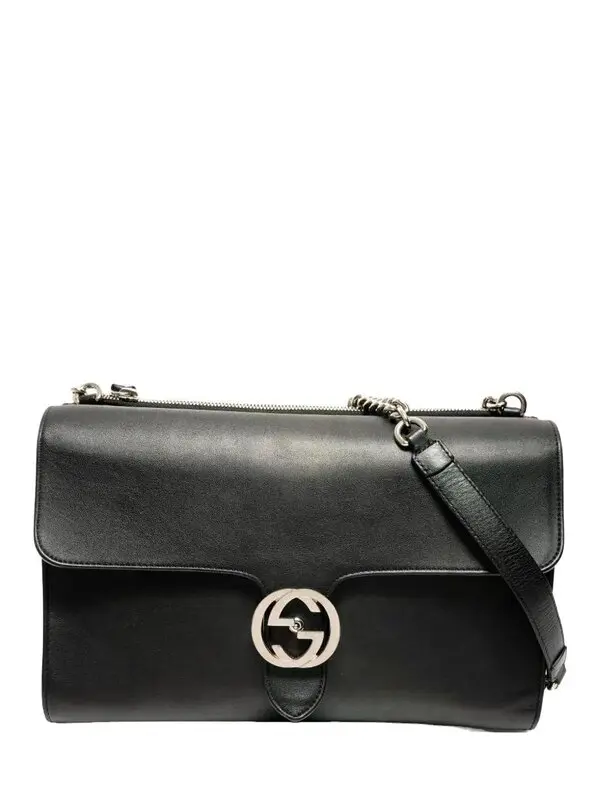Gucci Interlocking G Leather Crossbody Bag - Black