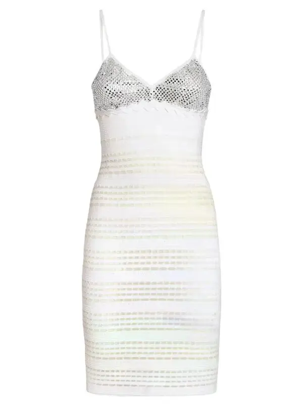 GENNY Rhinestone-embellished Mini Dress - White