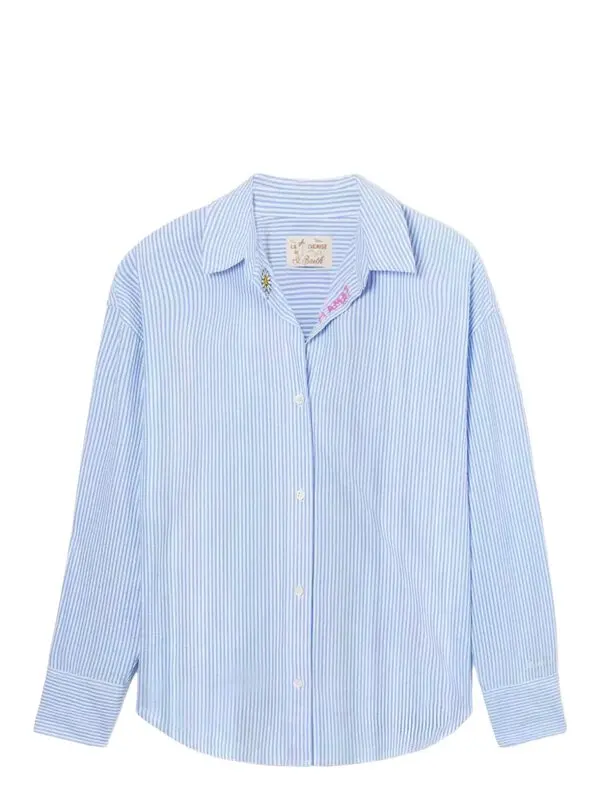 MC2 SAINT BARTH Striped Embroidered Shirt - Blue