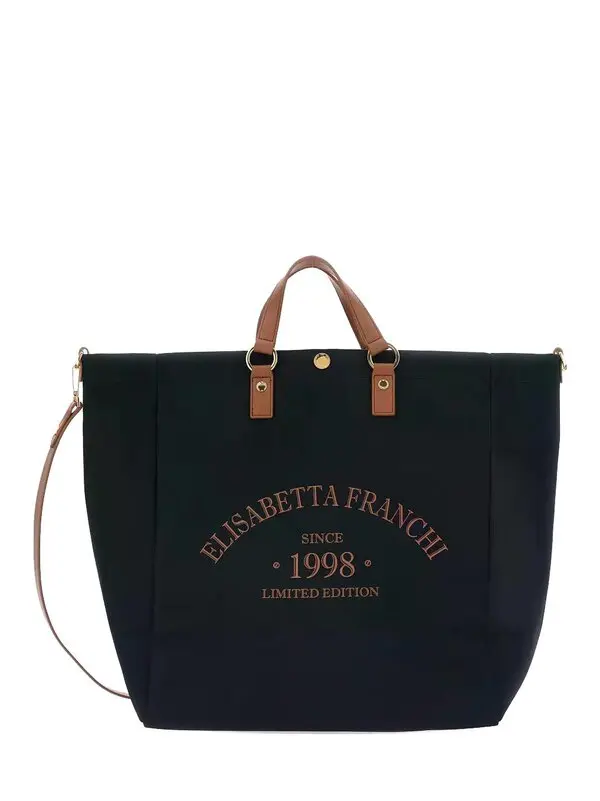 Elisabetta Franchi Logo Appliqué Tote Bag - Black