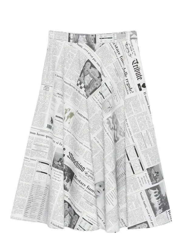 Moschino Newspaper-print Midi Skirt - White