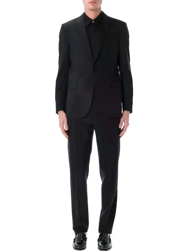 LARDINI Lapel Pin Suit - Black