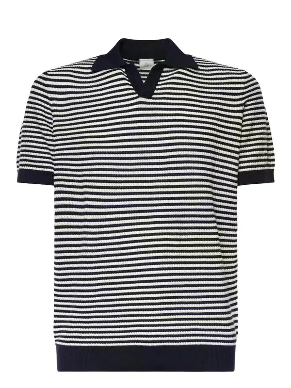 Eleventy Striped V-neck T-shirt - Blue