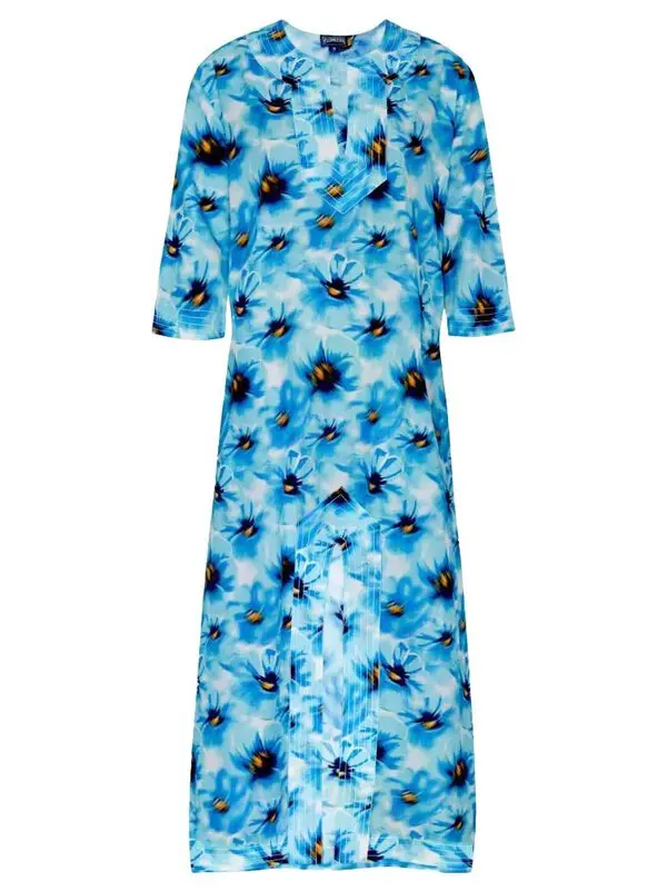 Vilebrequin Stitched-panel Floral Kaftan - Blue