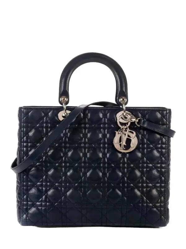 Dior Lady Cannage Quilted Tote - Blue