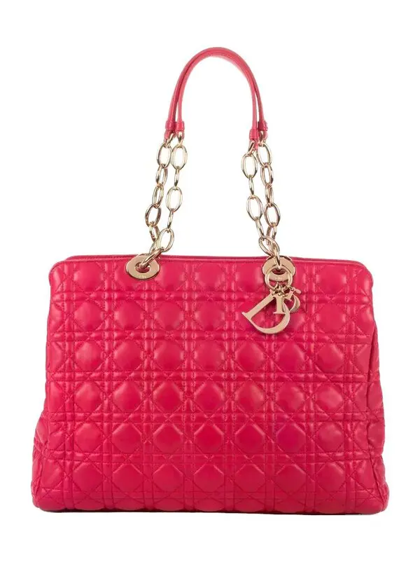 Dior Cannage Quilted Tote Bag - Pink