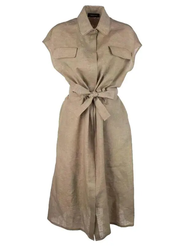Fabiana Filippi Belted-detail Midi Dress - Neutrals