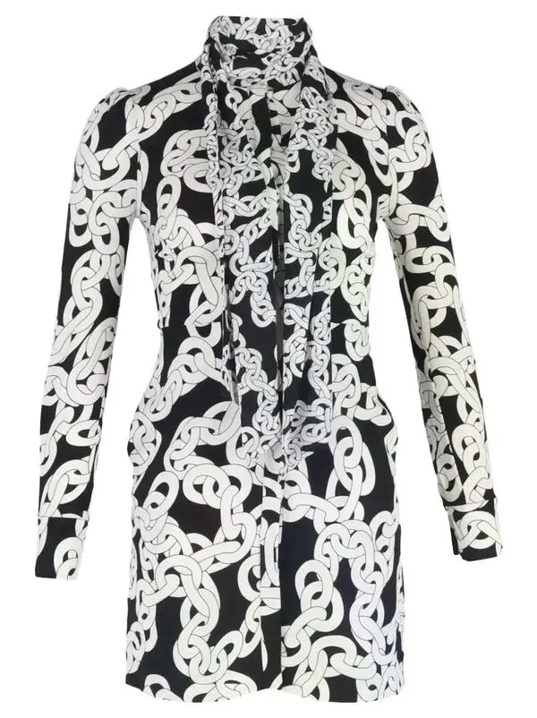 Diane Von Furstenberg Chain-print Tie Dress - Black