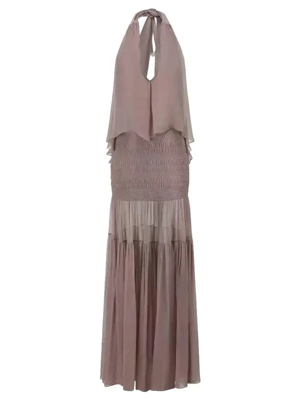 OUDE WAAG Halterneck Tiered Maxi Dress - Pink