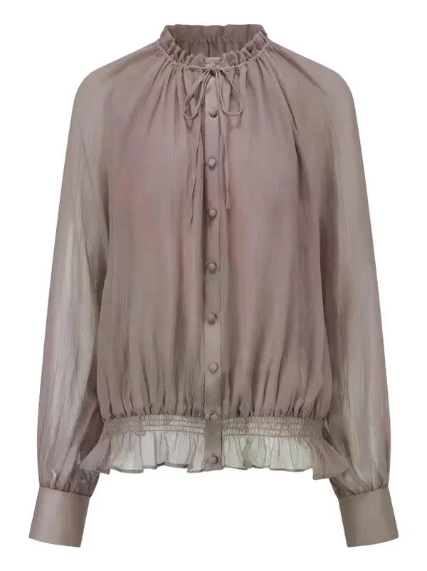 OUDE WAAG Ruffled Silk Shirt - Pink